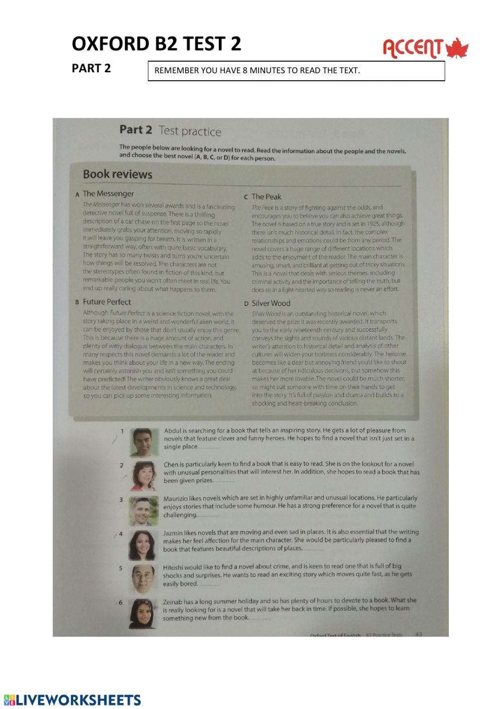 OTE B2 READING TEST 2 online exercise for | Live Worksheets