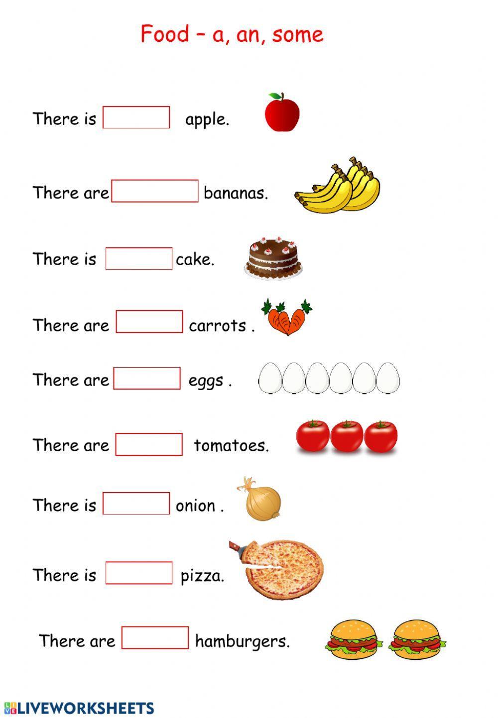 A An Some Food Worksheet Live Worksheets A An Some Food Worksheet Live Worksheets