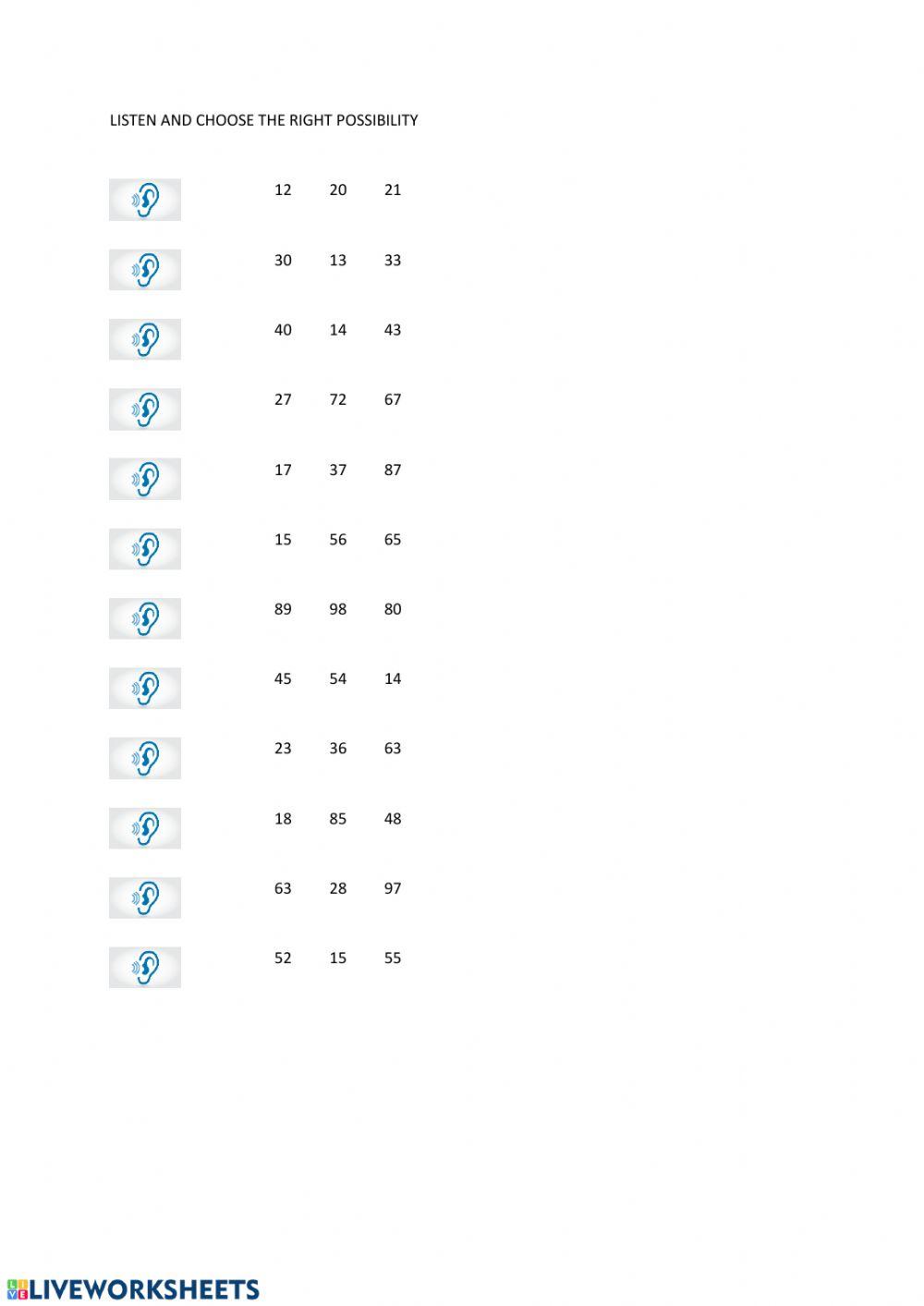 Numbers activity for ELEMENTARY | Live Worksheets