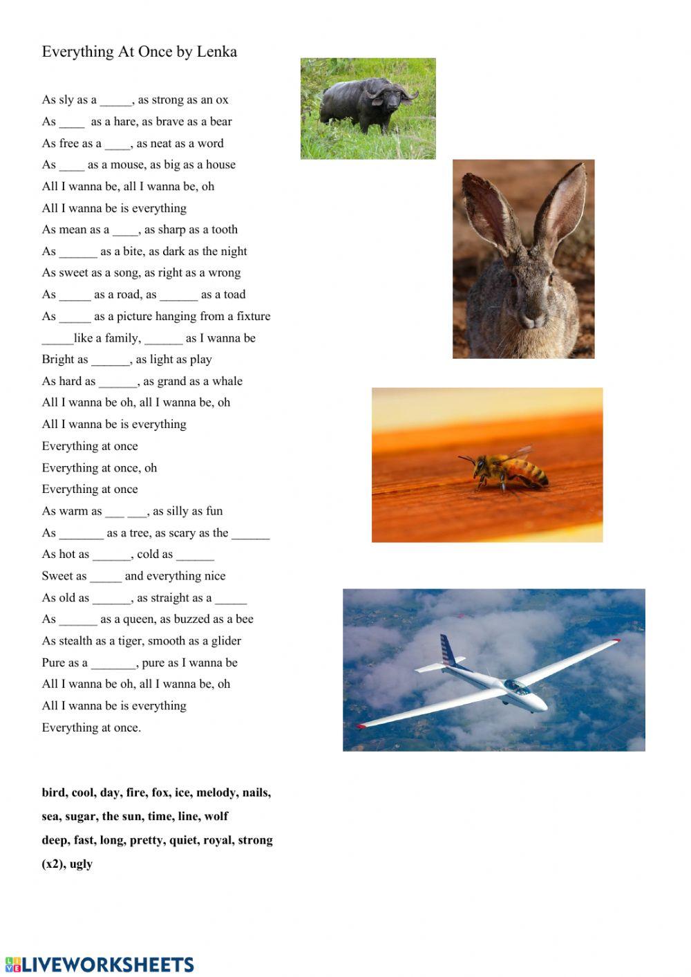 Song Worksheet worksheet | Live Worksheets