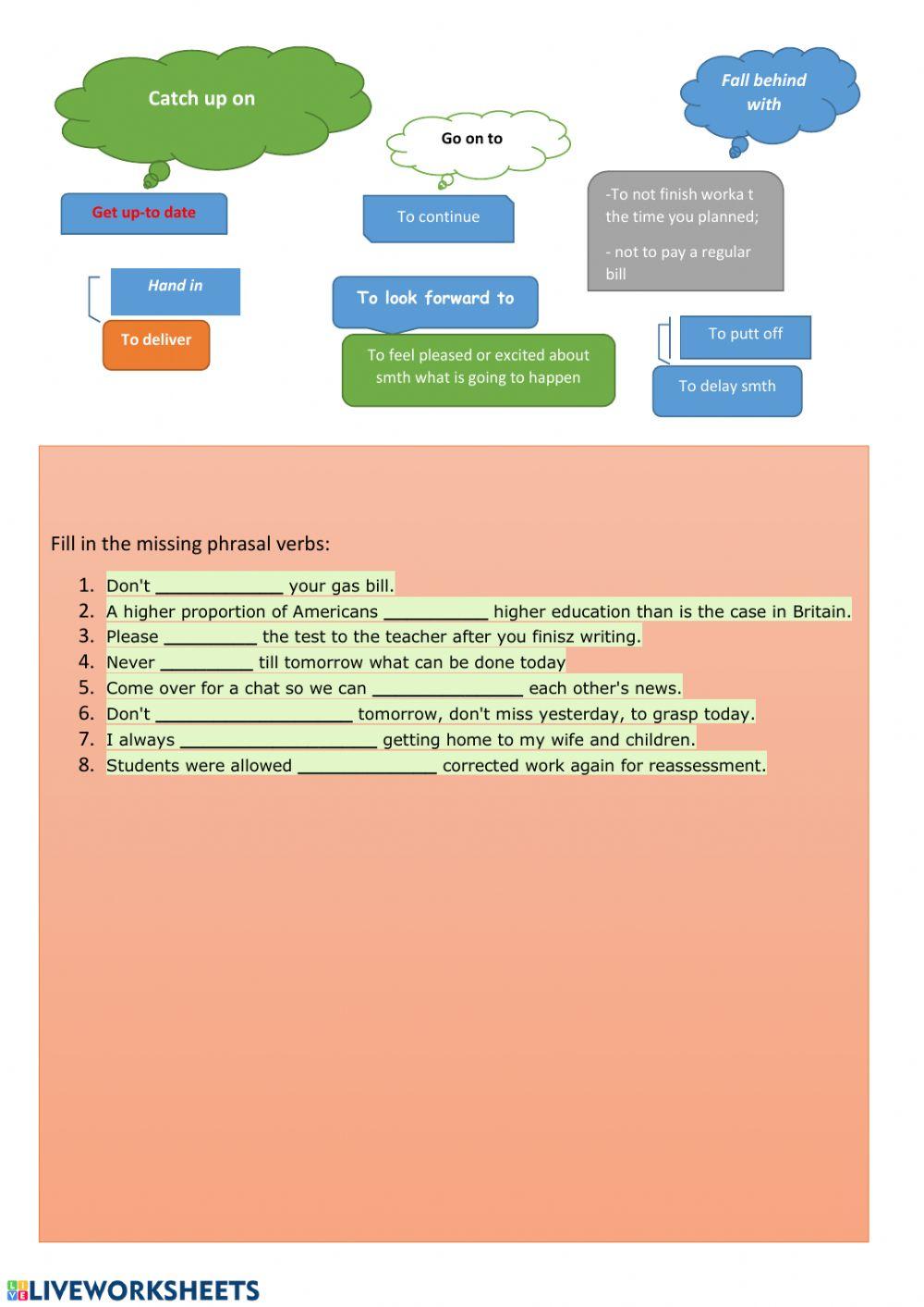 Phrasal Verbs interactive exercise | Live Worksheets