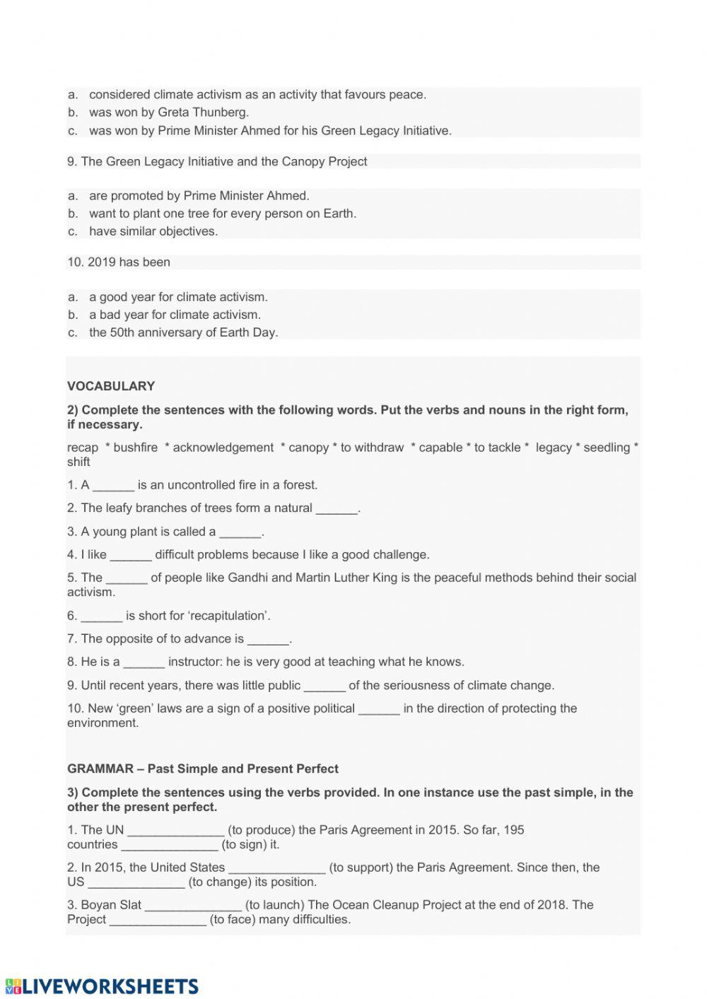 Climate change | Free Interactive Worksheets | 56430