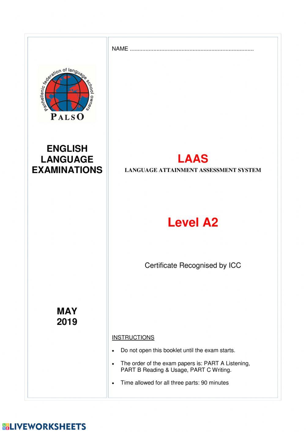 LAAS A2 May 2019 worksheet | Live Worksheets