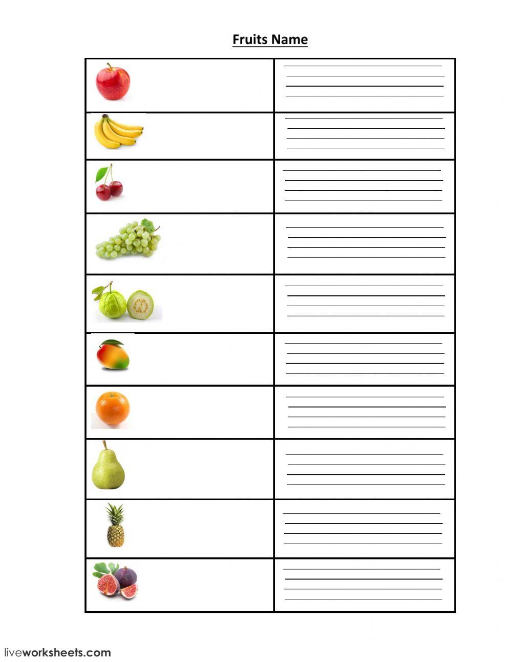 50664 | Fruits Name | Neenu | LiveWorksheets