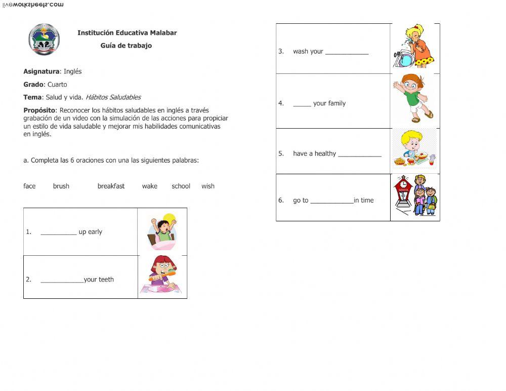 Healthy Habits interactive worksheet | Live Worksheets