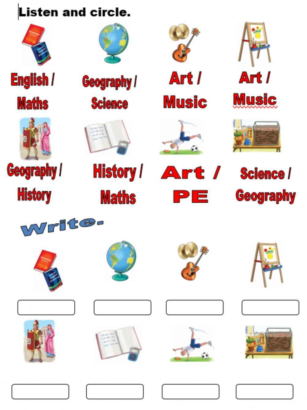 At the school. Select and write worksheet | Live Worksheets