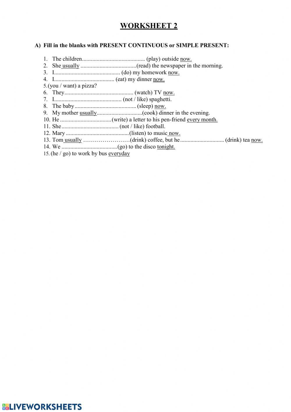 Present Simple English as a Second Language (ESL) worksheet | Live ...