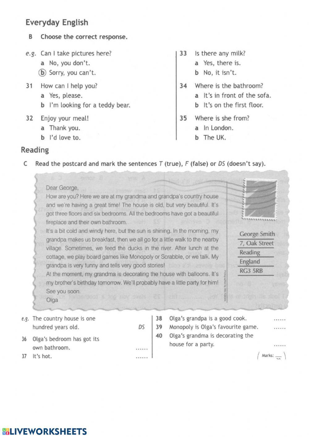 Spotlight 5 Exit Test worksheet | Live Worksheets