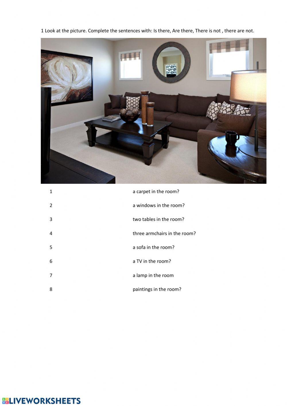 Turnover there is-there are worksheet | Live Worksheets