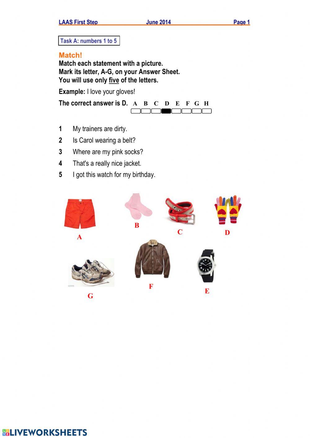 First Step 2014 worksheet | Live Worksheets
