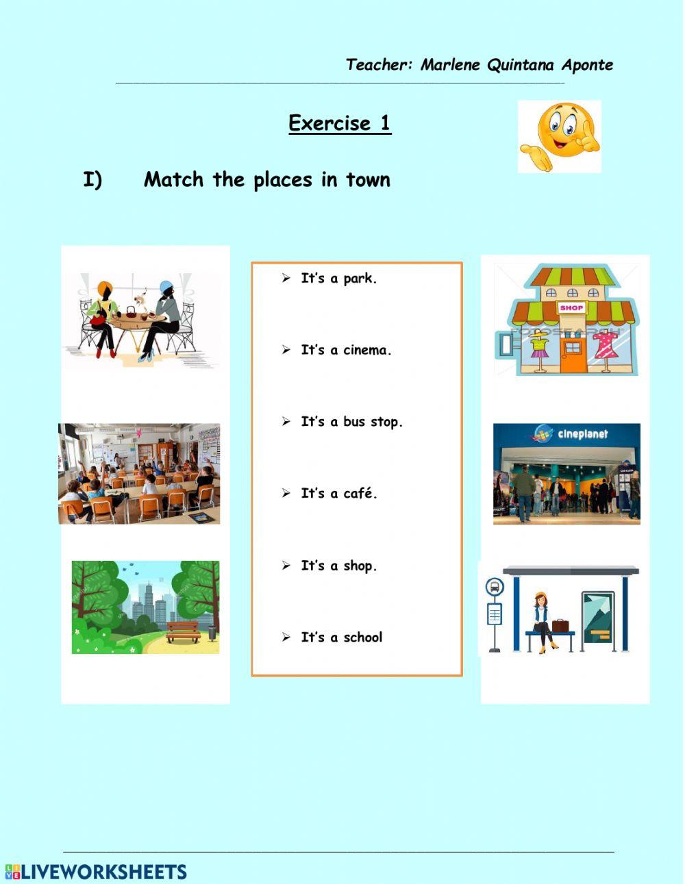 Places in town activity | Live Worksheets