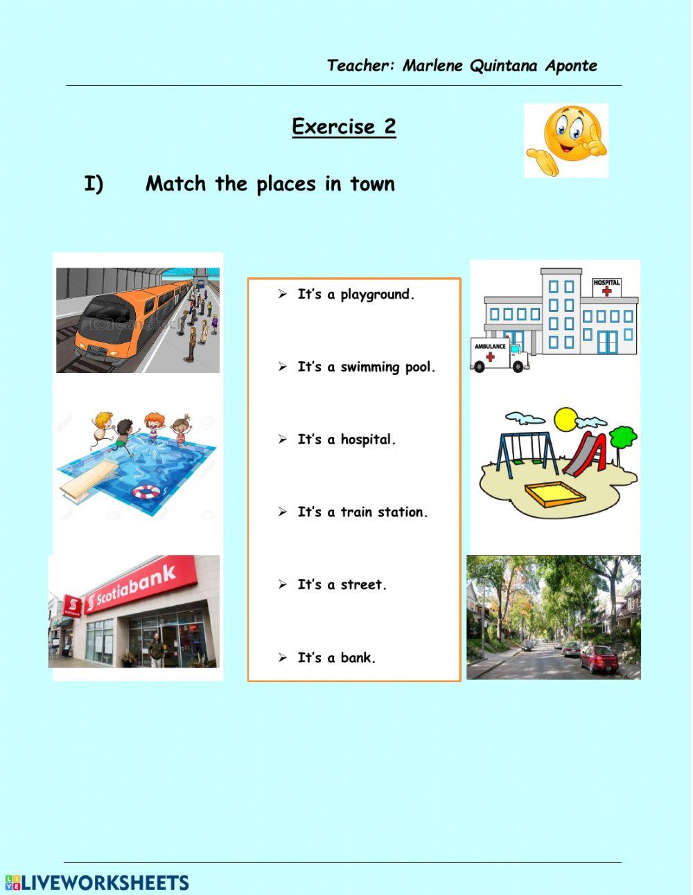 Places in Town exercise | Live Worksheets
