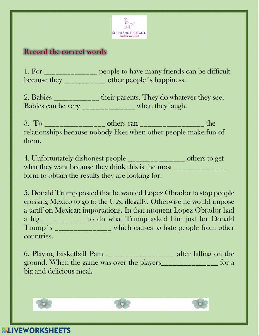 Sat vocabulary worksheet | Live Worksheets
