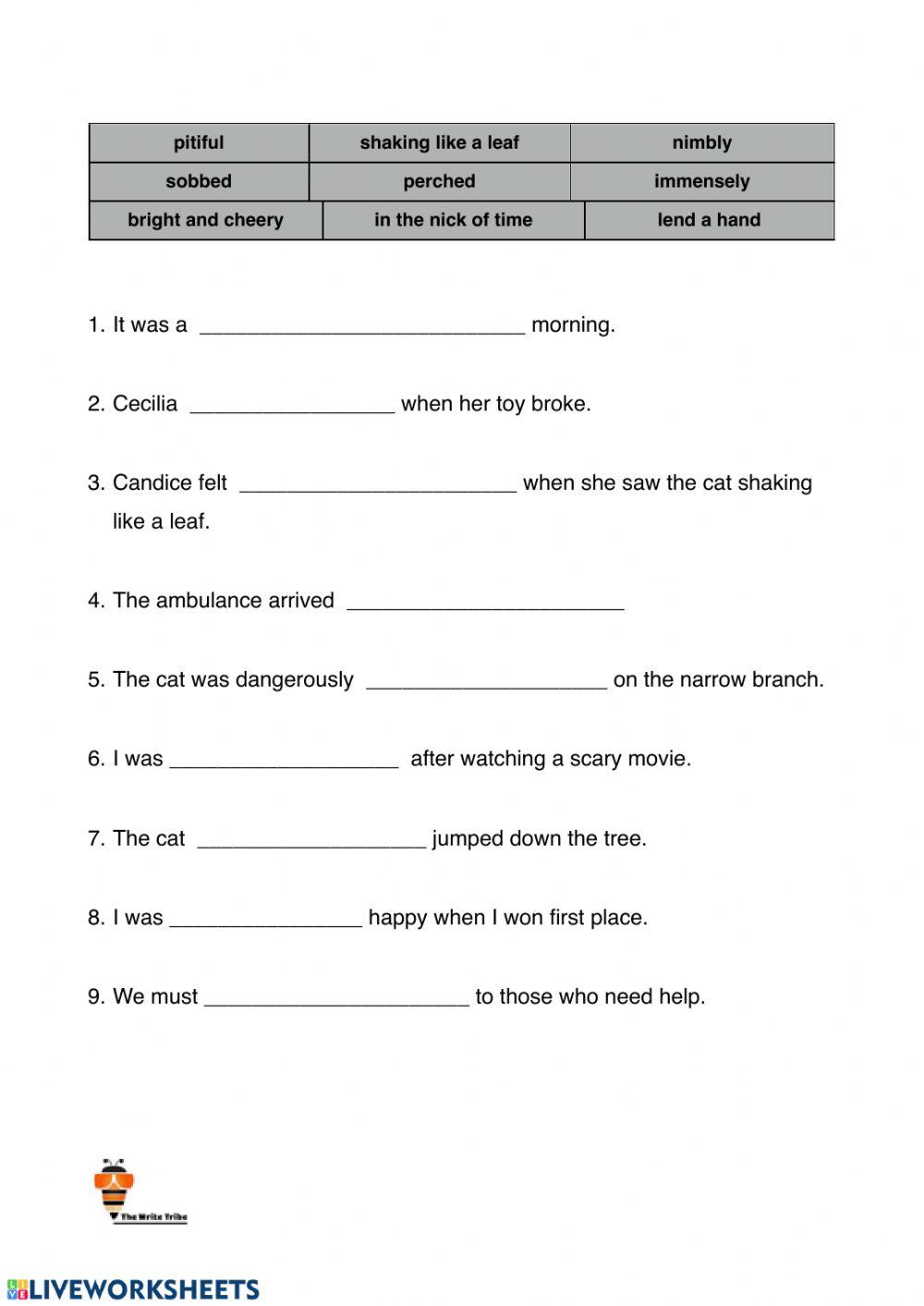 Week 8 English Mastery P1 worksheet | Live Worksheets