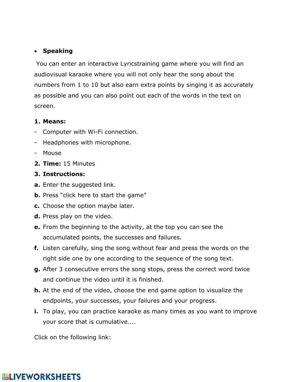 Test for A1 | Free Interactive Worksheets | 54093