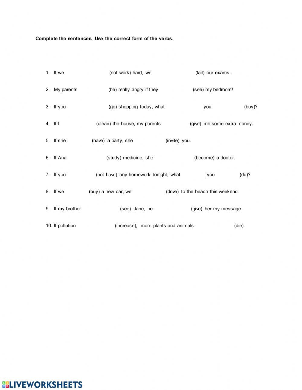 First condition… | Free Interactive Worksheets | 53676