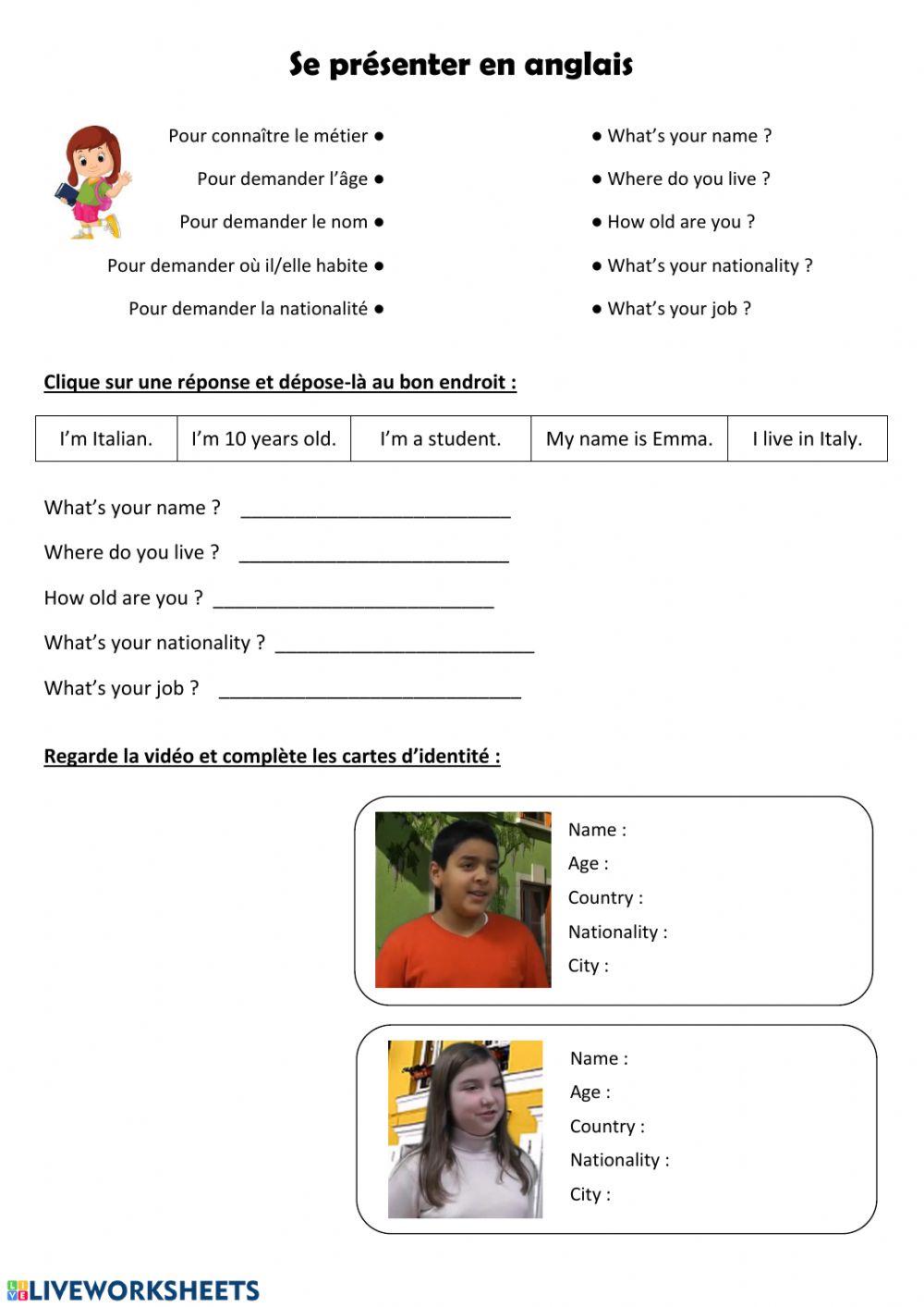 53694 | Se présenter | ab25 | LiveWorksheets