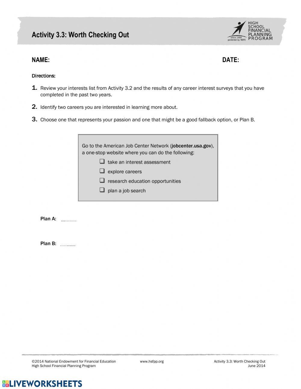 Activity 3.3 worksheet | Live Worksheets