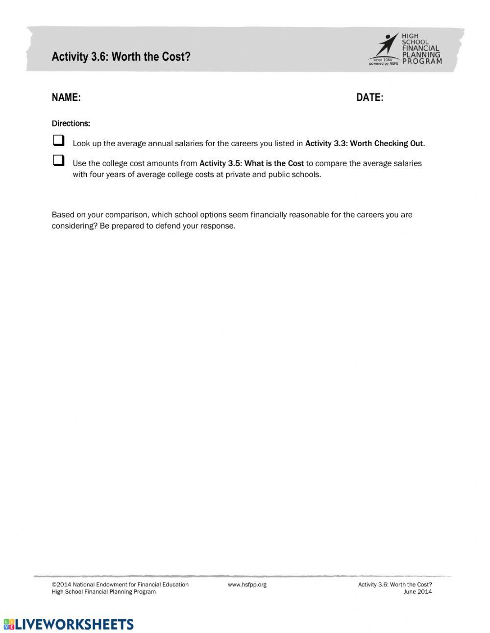 Activity 3.6 worksheet | Live Worksheets