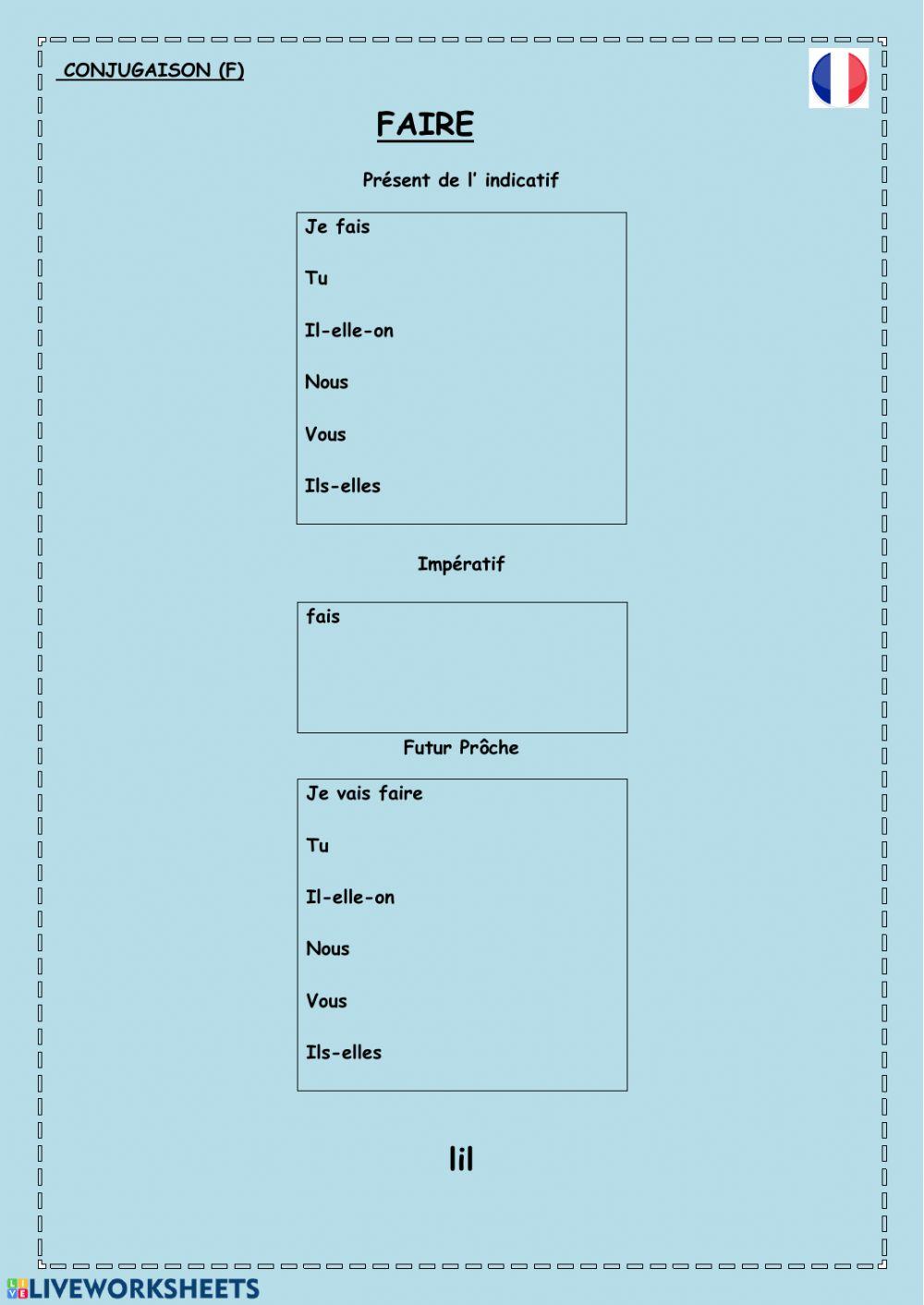 Verbe faire | Free Interactive Worksheets | 57146