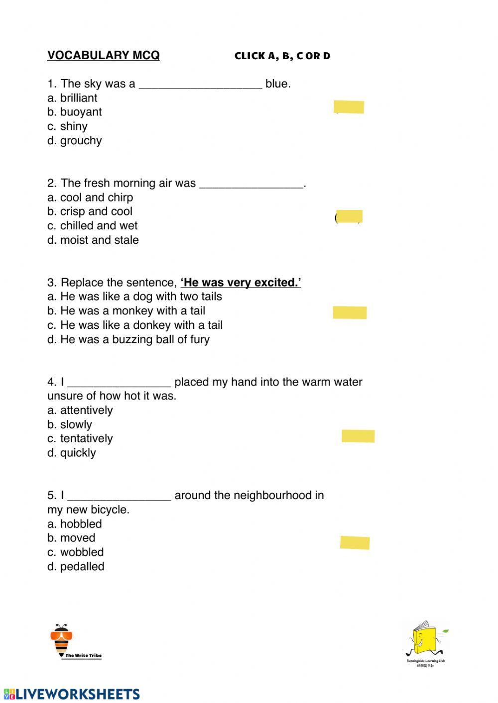P 1 online revision (Week 2 ) worksheet | Live Worksheets