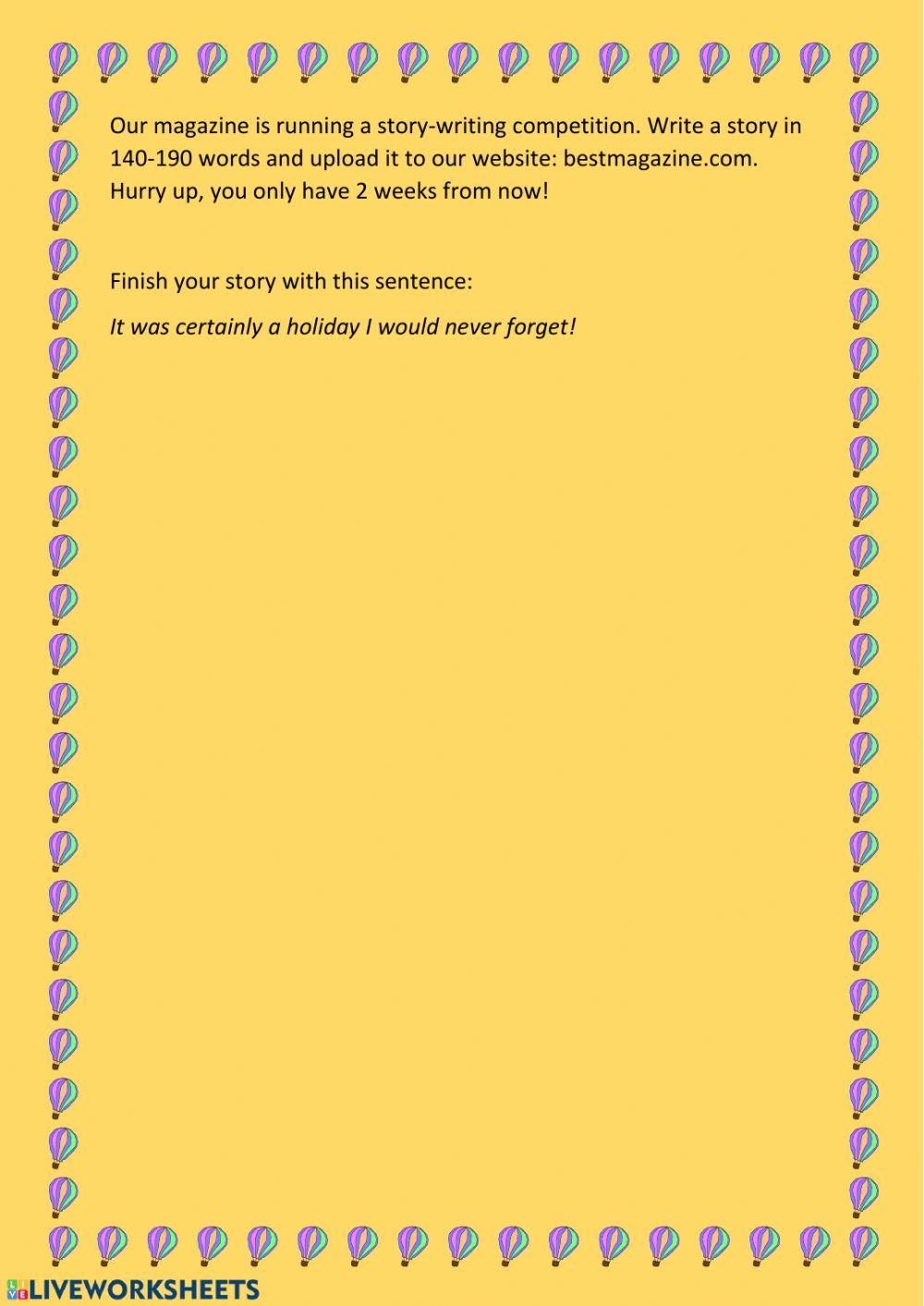 Writing a story worksheet | Live Worksheets