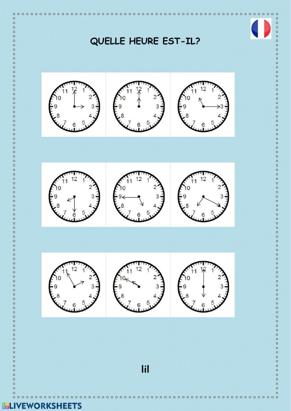 Quelle Heure Est-il? (1) Worksheet Live Worksheets, 56% OFF Quelle Heure Est-il? (1) Worksheet Live Worksheets, 56% OFF