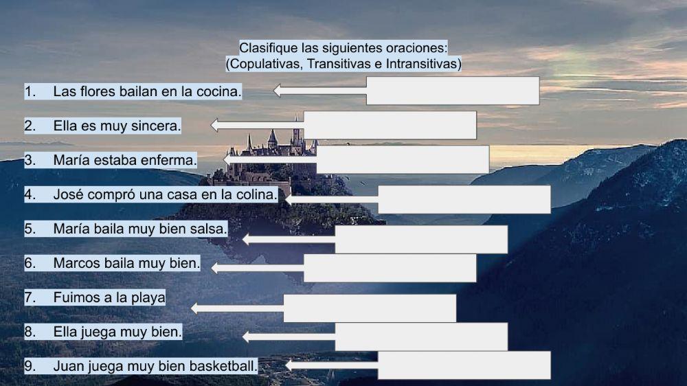 Gramática octavo tipos de oraciones worksheet | Live Worksheets