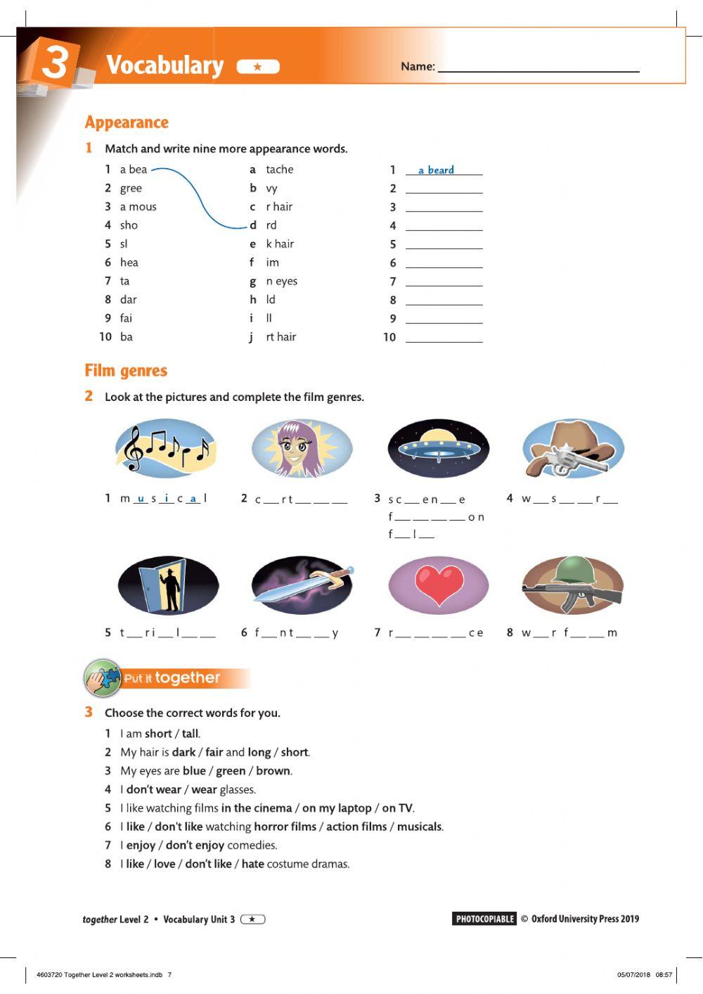 Unit 3: Vocabulary- Appearance - Film Genres 6094227