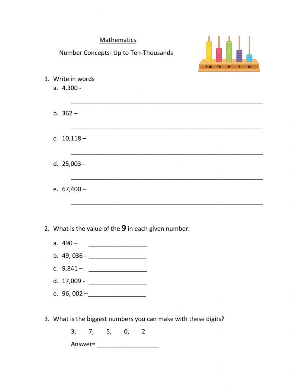 Number Concept … | Free Interactive Worksheets | 394405