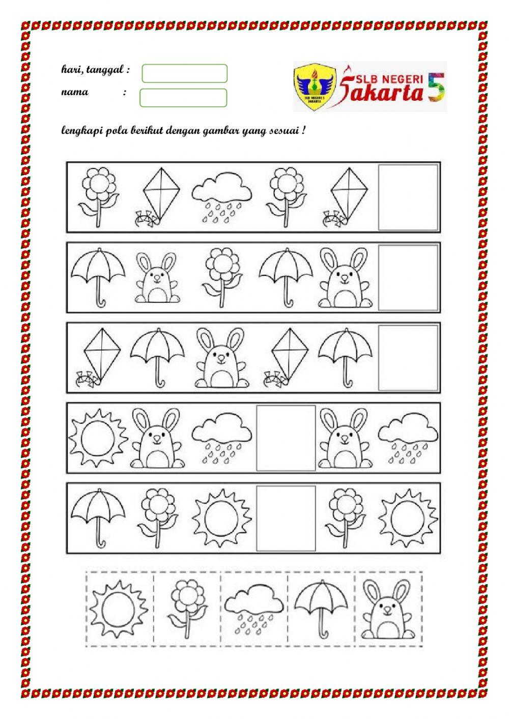 Pola gambar worksheet | Live Worksheets