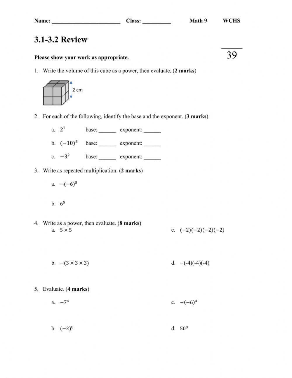 3.1-3.2 Review Assignment worksheet | Live Worksheets