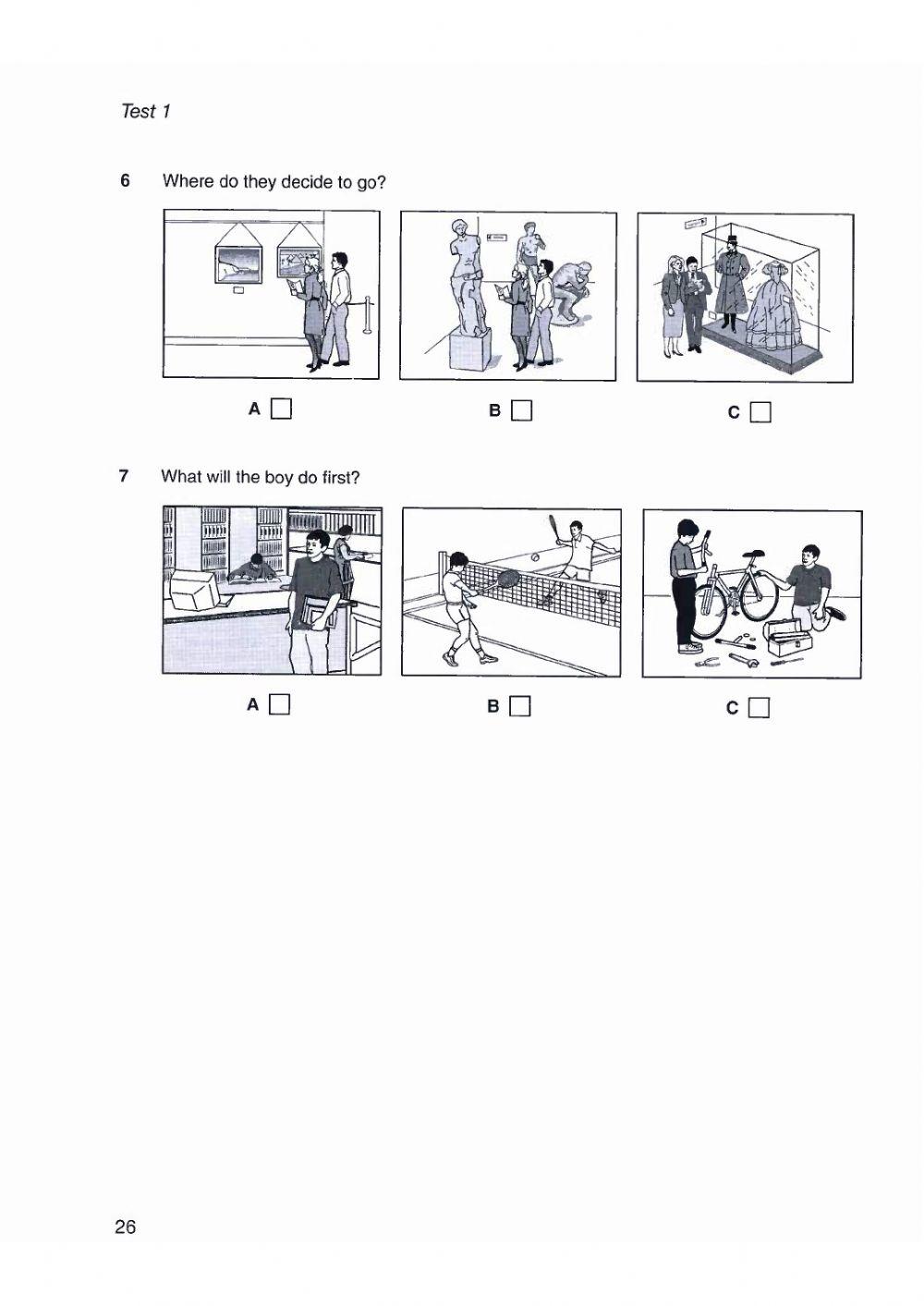 6103554 | PET 2024 : TEST 1 (WRITING PART 1 - LISTENING