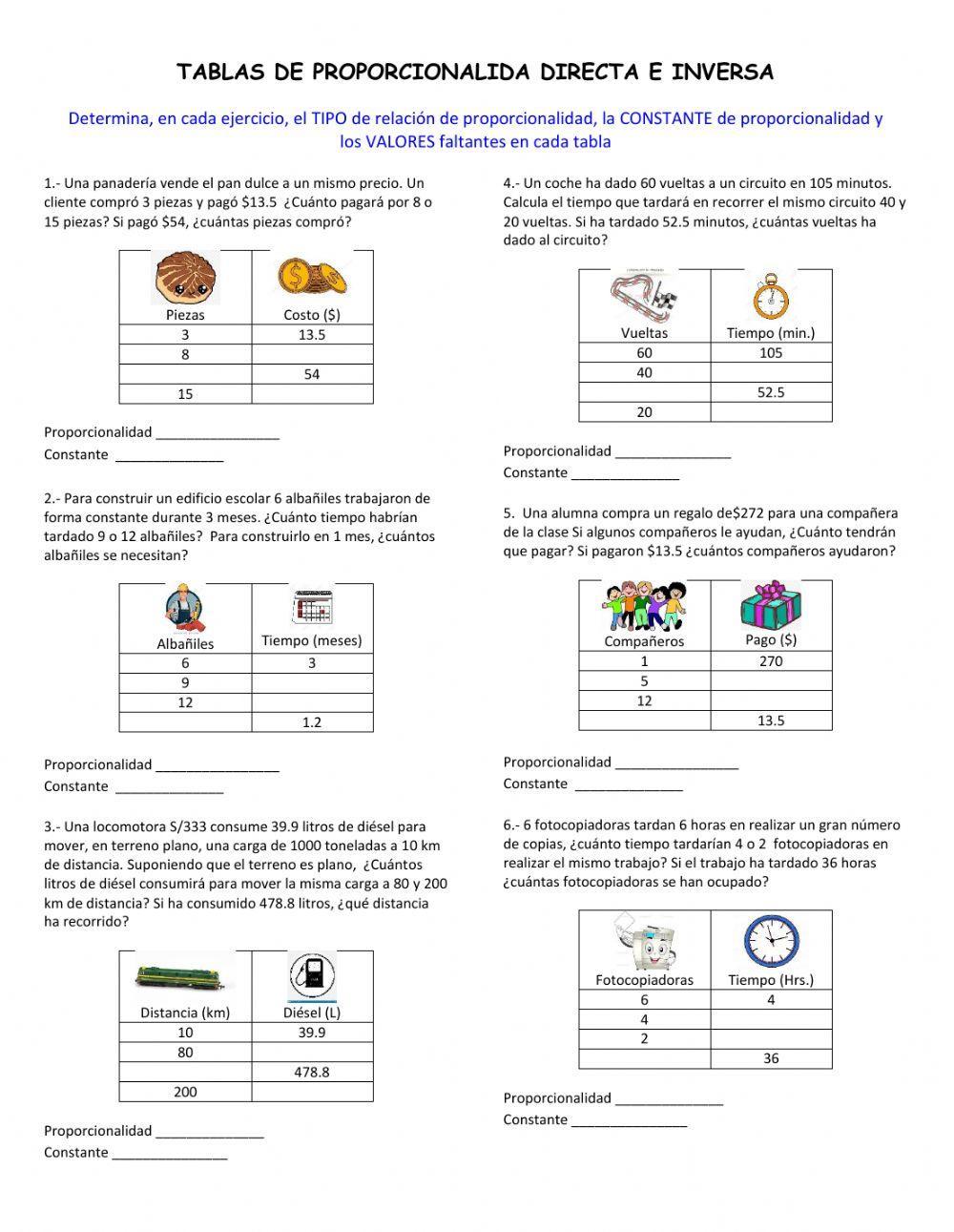Proporcionalidad Directa Ejercicios Pdf - Image to u