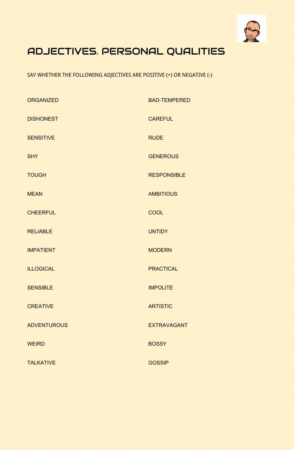 PERSONALITY TRAITS. ADJECTIVES OF PERSONALITY worksheet | Live Worksheets