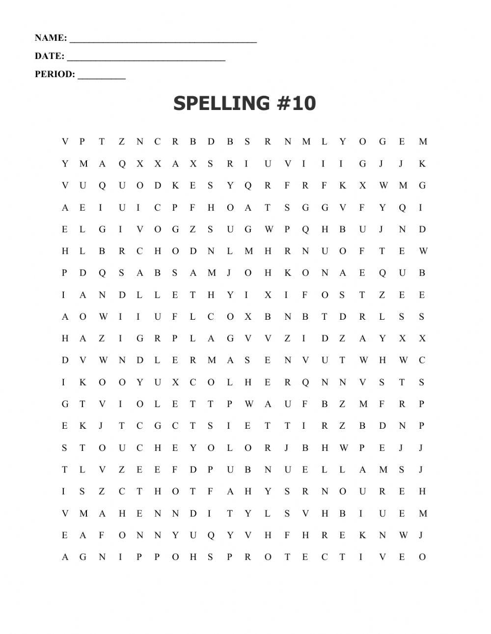 Word Search -10 worksheet | Live Worksheets