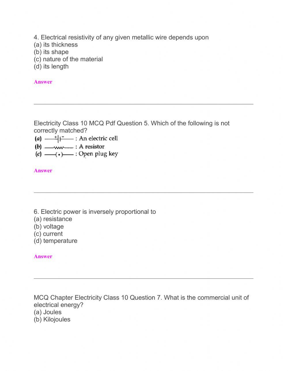 Electricity 1 online exercise for | Live Worksheets