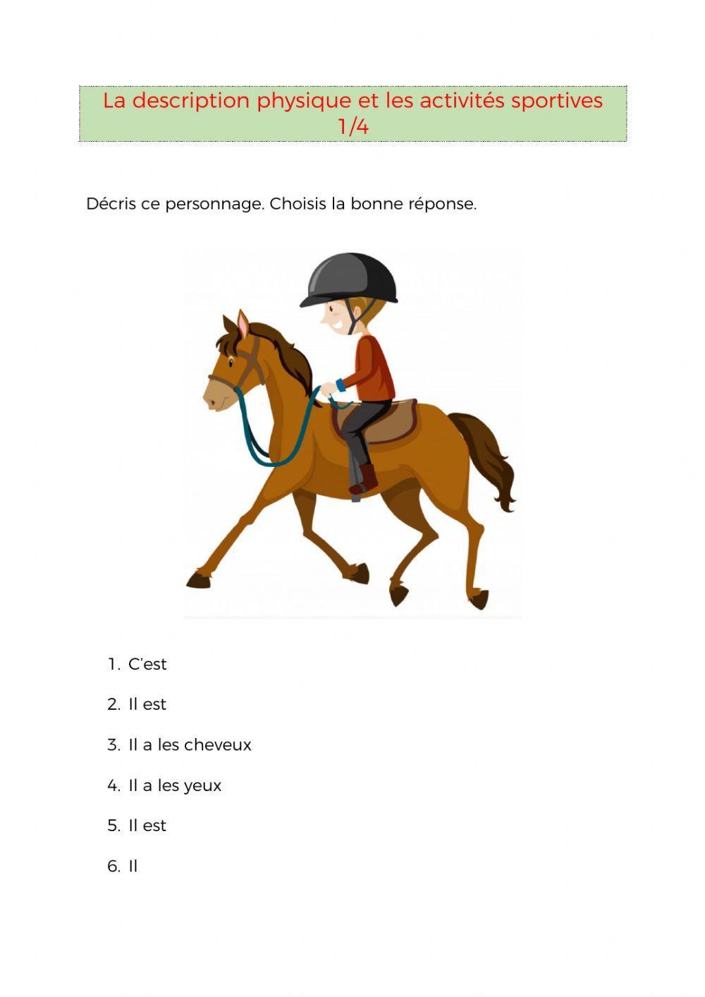 Description physique et sportive worksheet | Live Worksheets