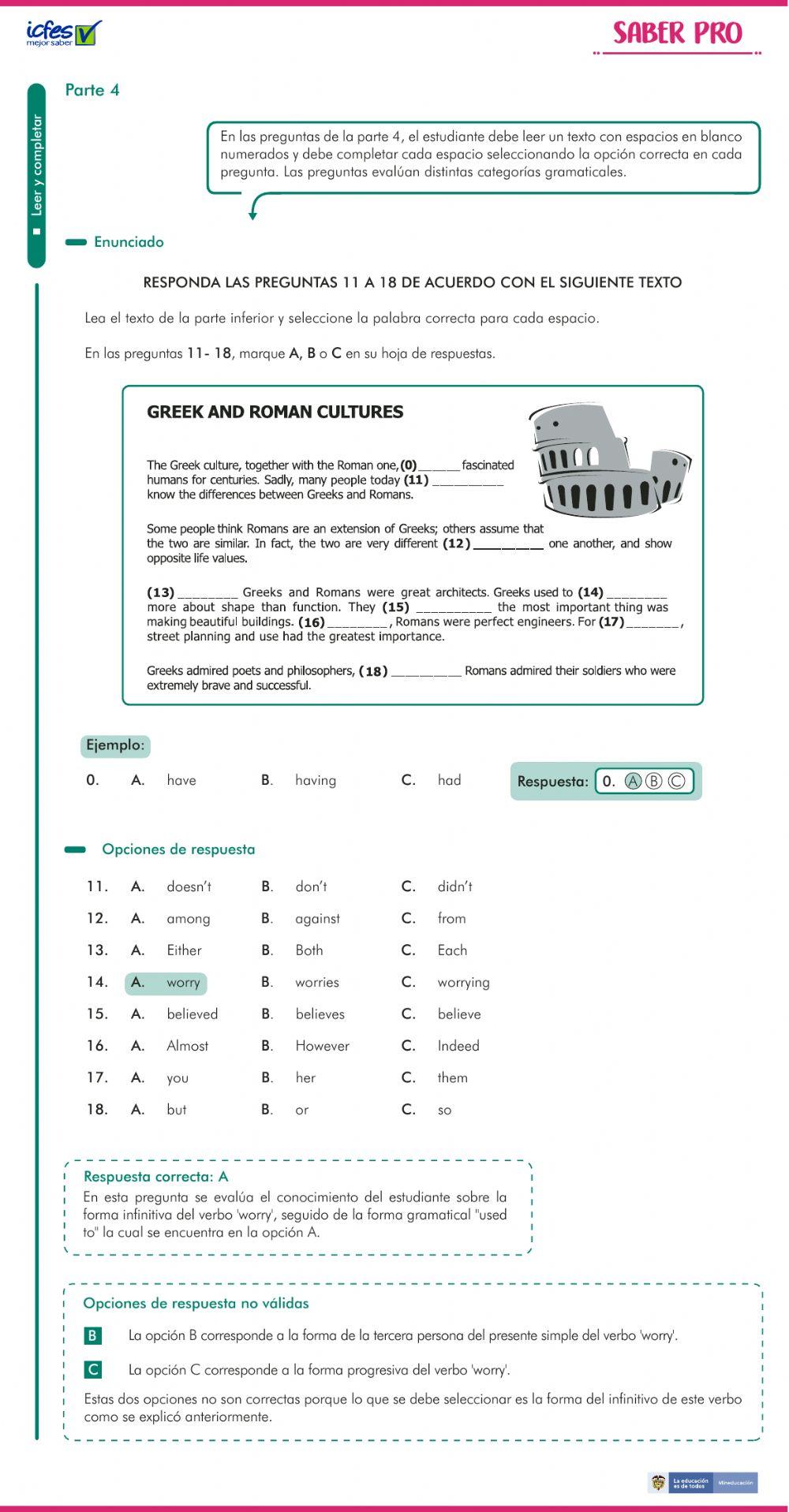 Saber pro parte 4 worksheet | Live Worksheets
