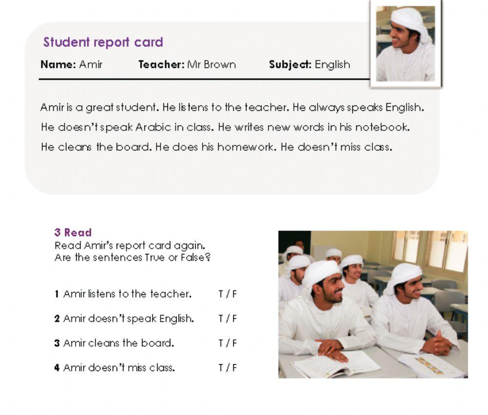 Amir Report Card worksheet | Live Worksheets