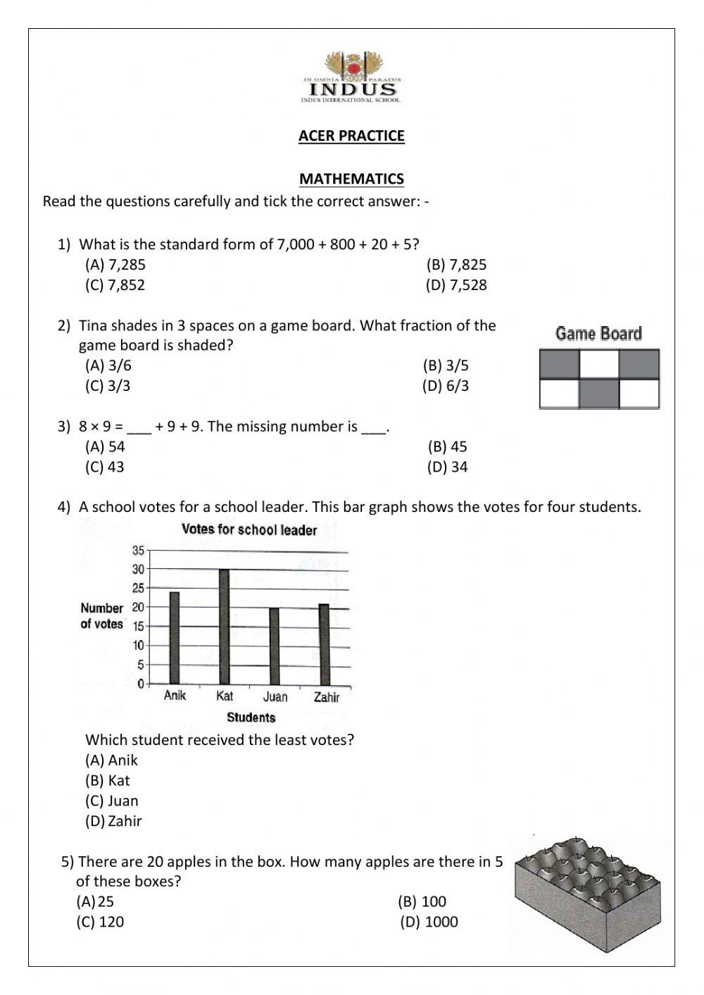 Acer Practice | Free Interactive Worksheets | 411334