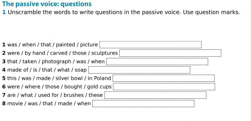 Passive questio… | Free Interactive Worksheets | 411498