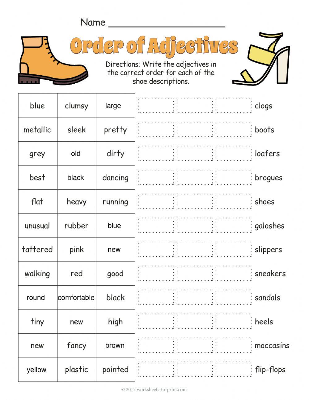 Order of Adjectives online exercise for | Live Worksheets