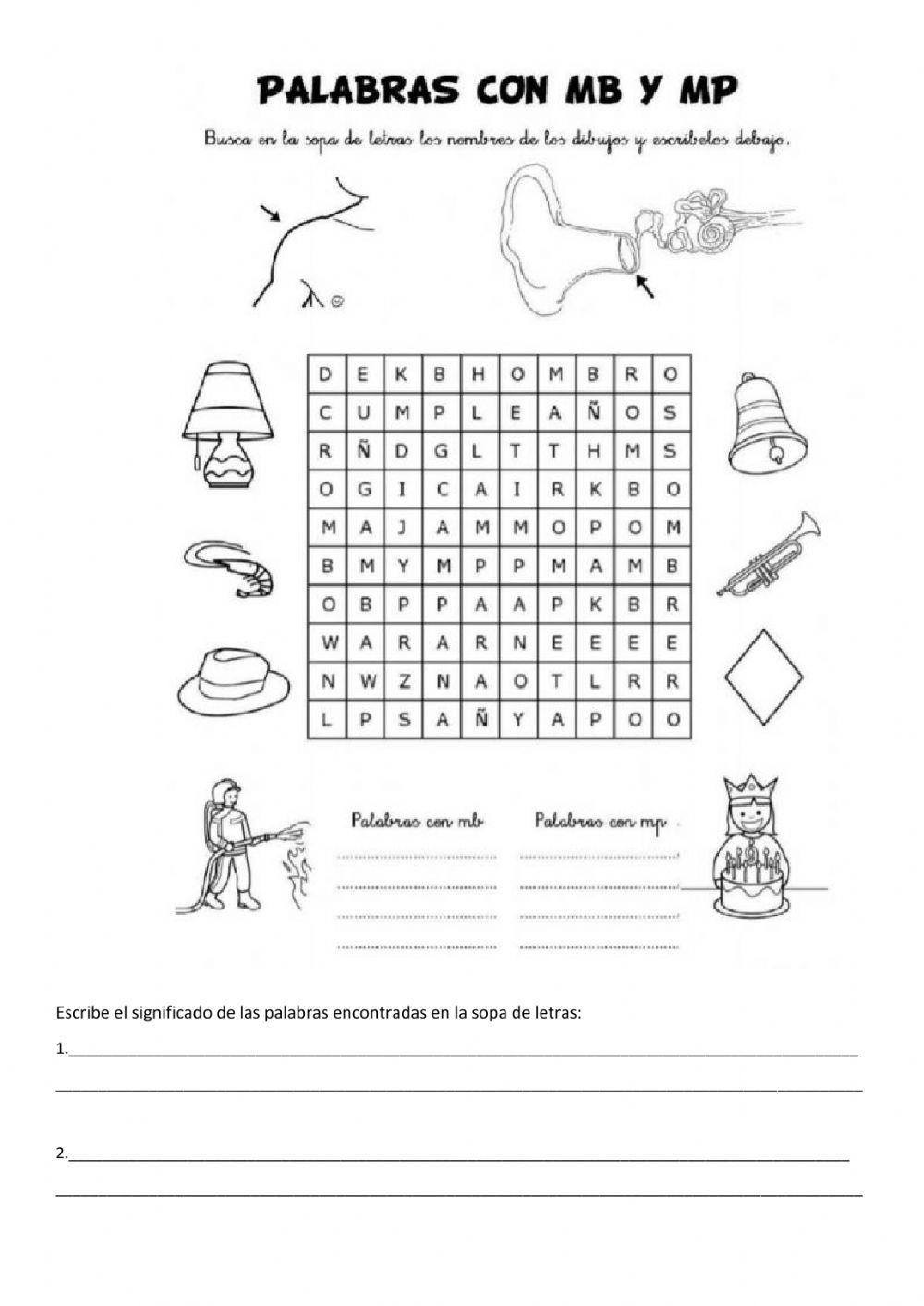 Uso de MP y MB worksheet | Live Worksheets