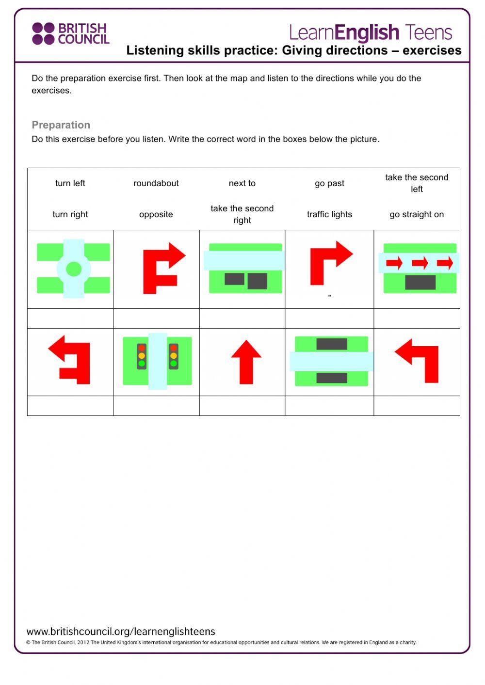 Street directio… | Free Interactive Worksheets | 6123390