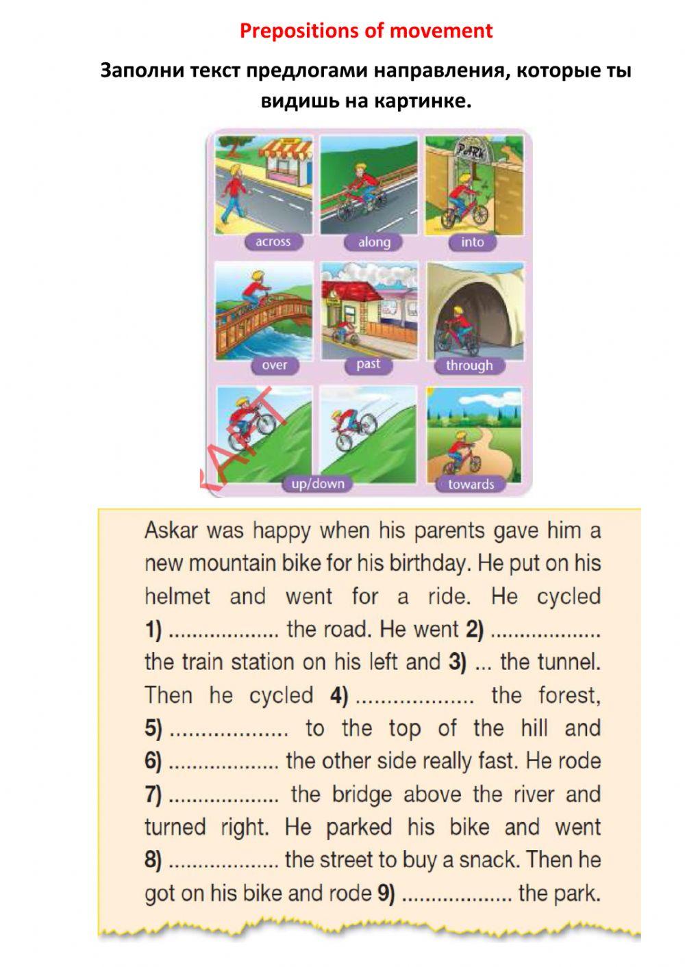 Prepositions of movement 6 Grade online exercise for | Live Worksheets