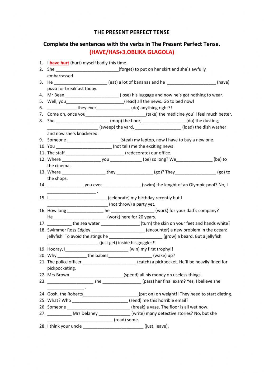 Present Perfect Tense online exercise for | Live Worksheets