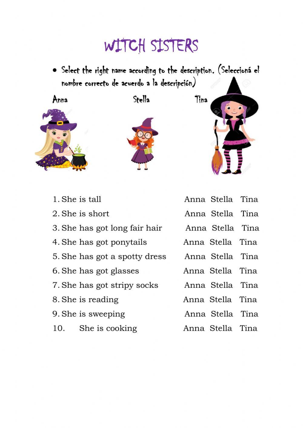 Witch Sisters worksheet | Live Worksheets