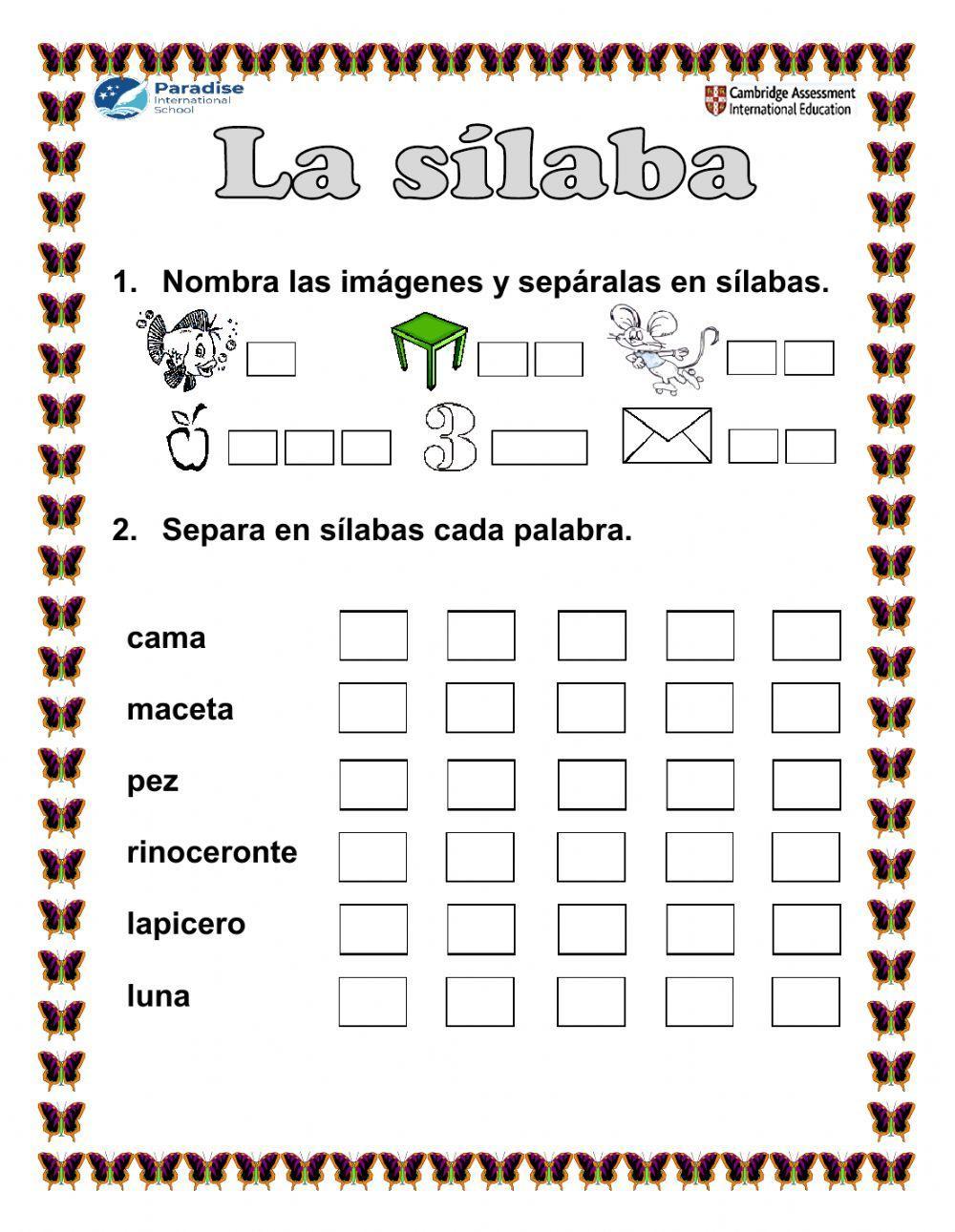 La sílaba online activity for GRADO: 2° | Live Worksheets
