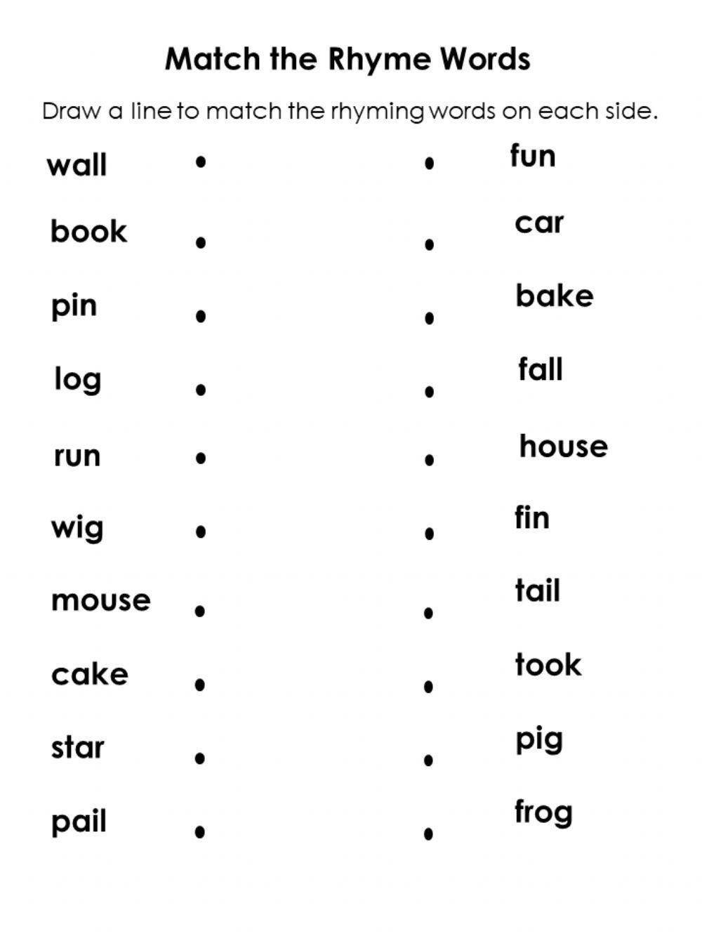 Match the Rhyme… | Free Interactive Worksheets | 414311